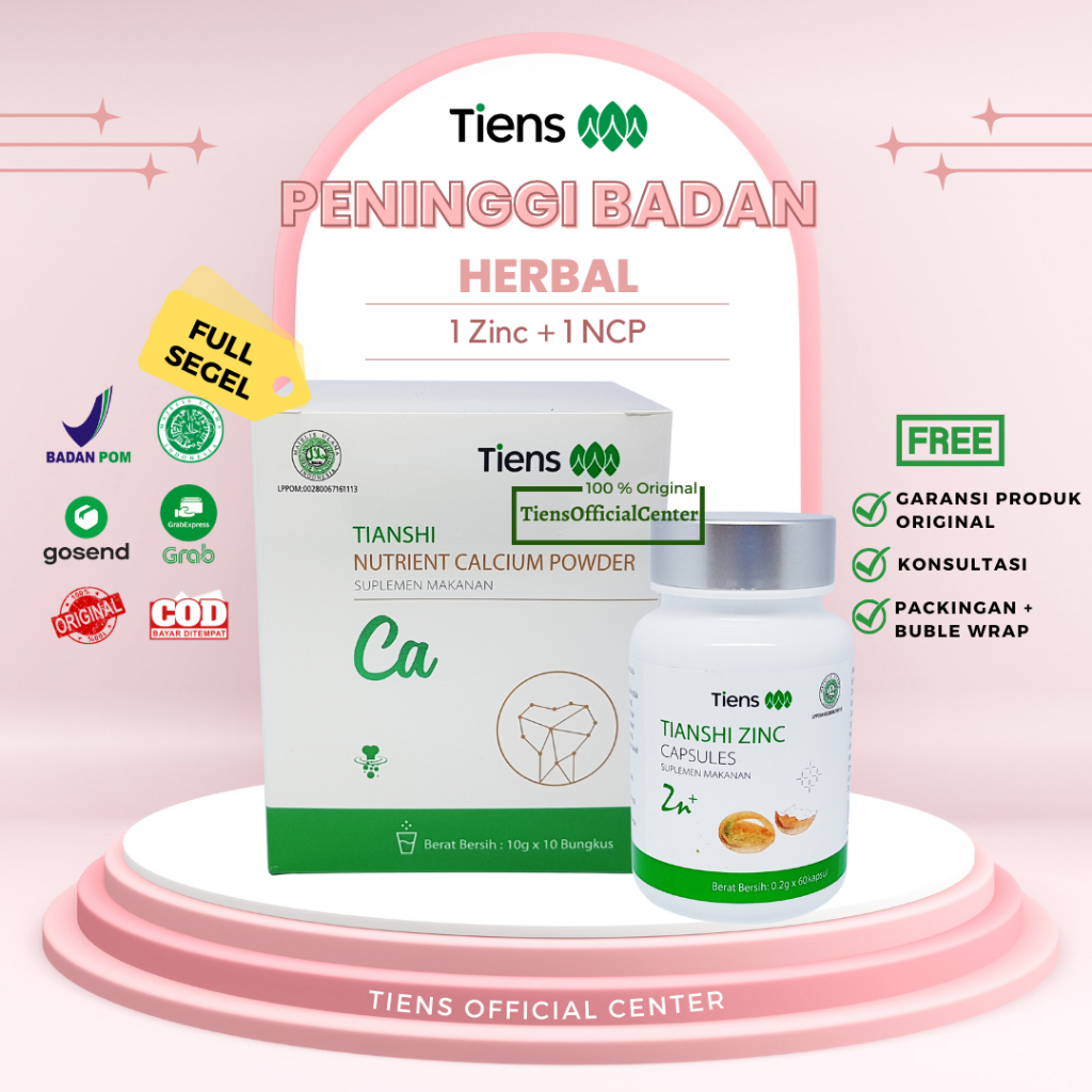Jual Obat Peninggi Badan Tiens Tianshi Nutrient Calsium Powder dan Zinc ...