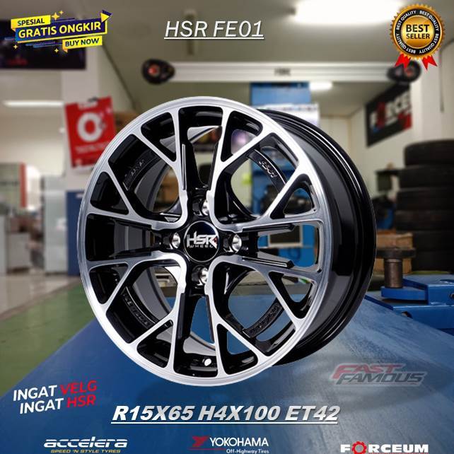 Jual velg mobil racing r16 terbaru baut 4x100/4x114 hsr type Fe01 bisa untuk Brio, ignis, yaris ...