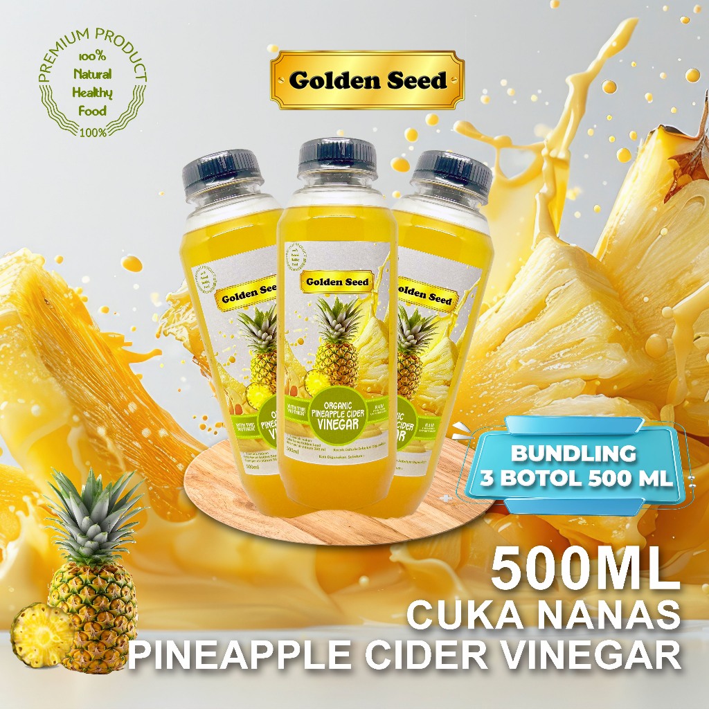 Jual (BUNDLING 3 BOTOL) CUKA NANAS GOLDENSEED 500ML / CUKA NANAS ...