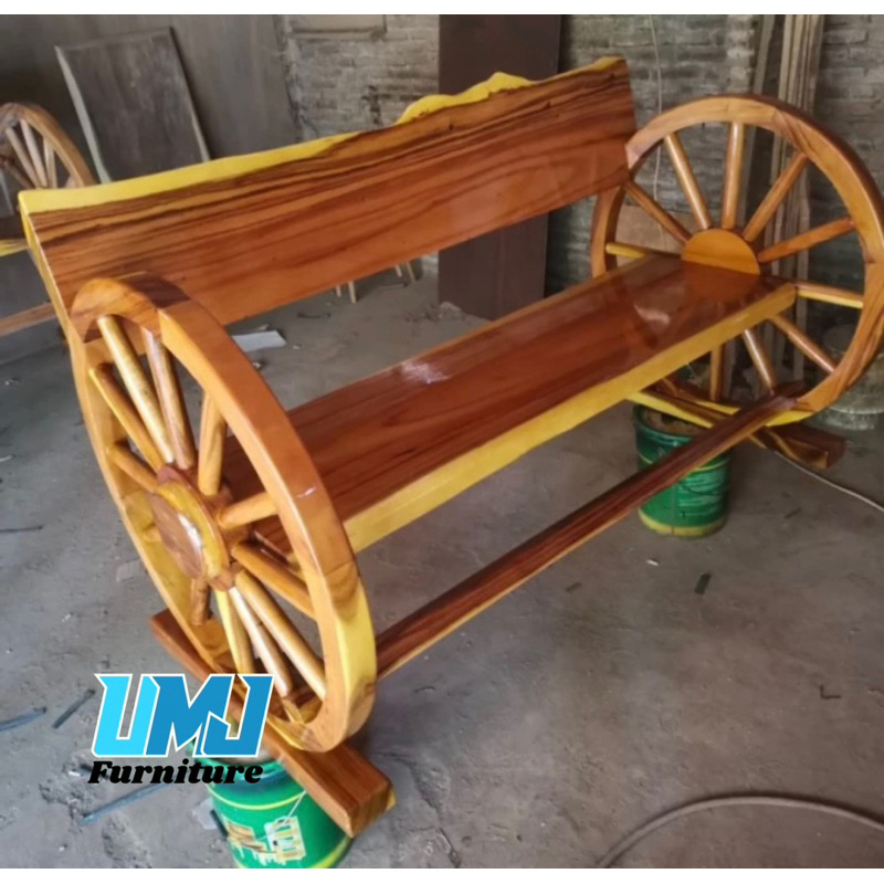 Jual BANGKU TAMAN RODA DOKAR KAYU JATI | BANGKU TAMAN KAYU JATI ANTIK ...