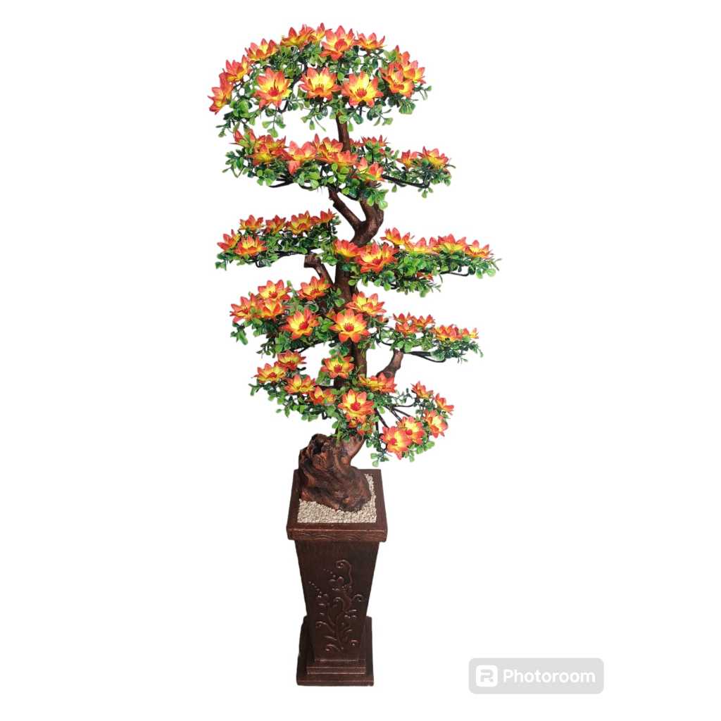 Jual [bunga set pot] pohon hawai artificial tinggi 140 cm jumbo / bunga ...