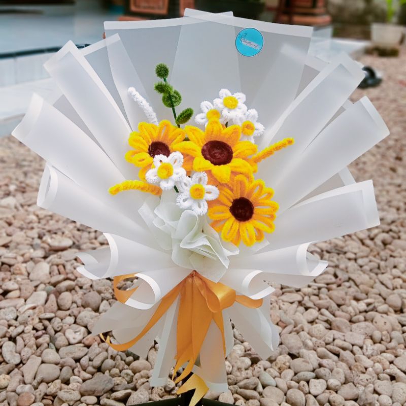 Jual SUNFLOWER|BUKET BUNGA KAWAT BULU|PIPE CLEANER BUKET|BUKET CANTIK ...
