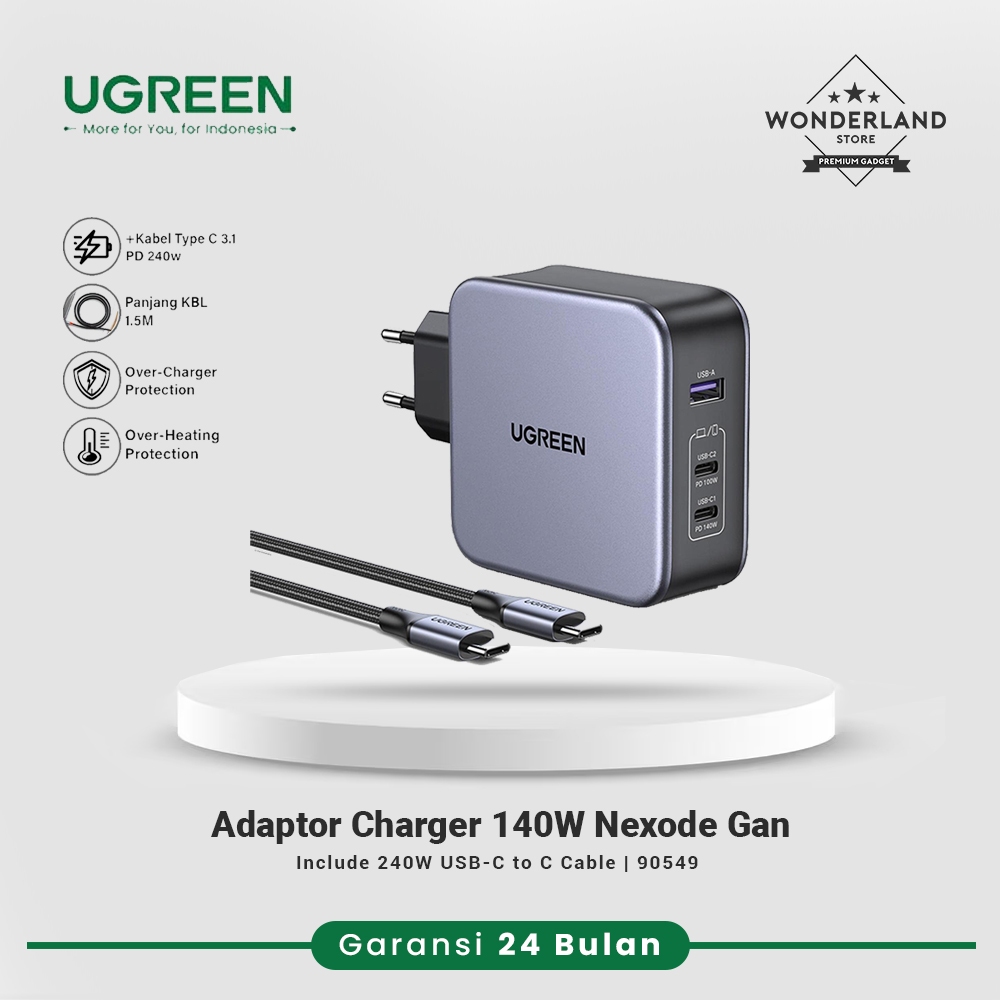 Jual Ugreen Adaptor Charger Nexode Gan 140W 2C+1U Mac/Laptop PD3.1 ...