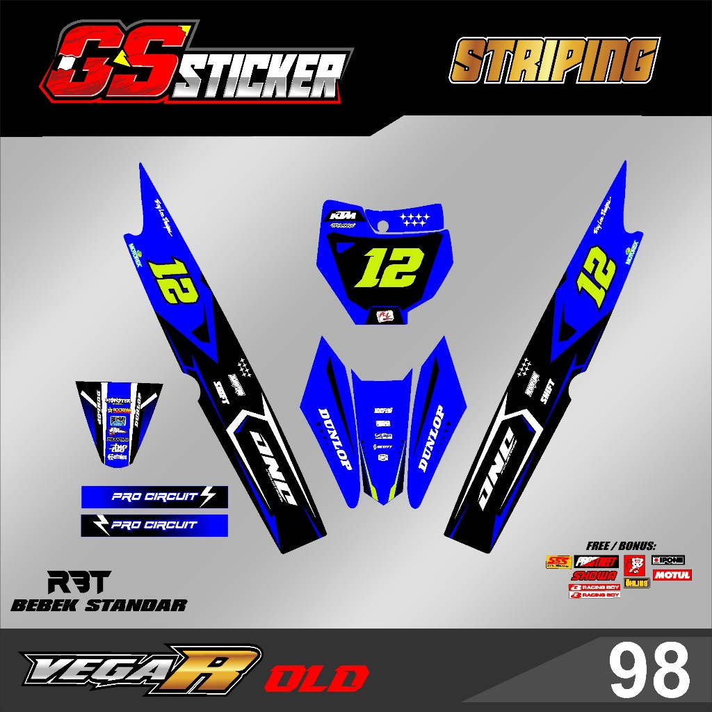 Jual STICKER STRIPING MOTOR RBT VEGA R OLD RBT BEBEK MODIF SUPERMOTO ...