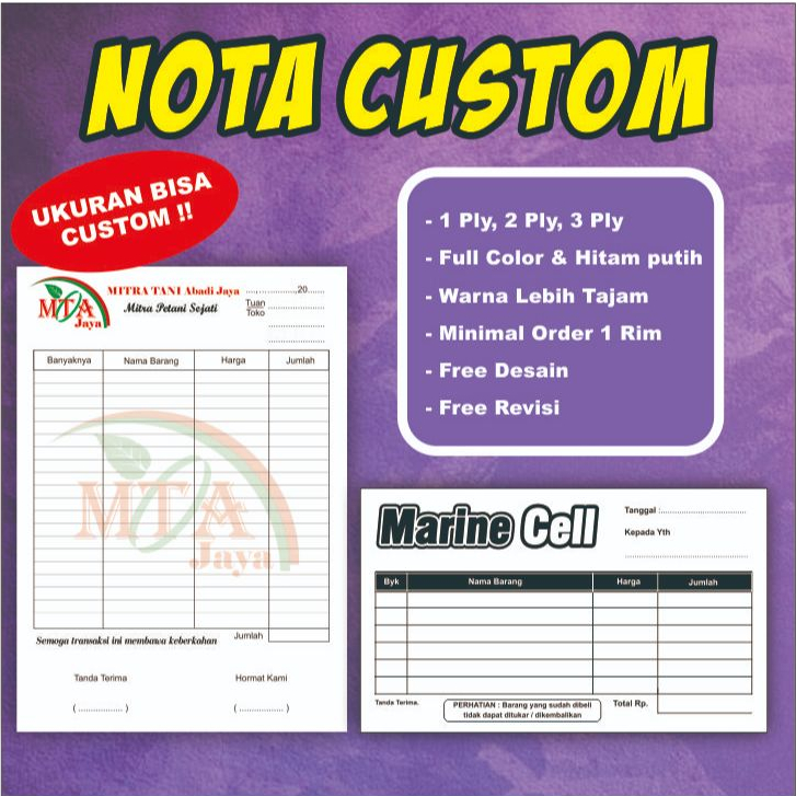 Jual NOTA CUSTOM BISA REQUEST UKURAN, MINIMAL 1 RIM | Shopee Indonesia