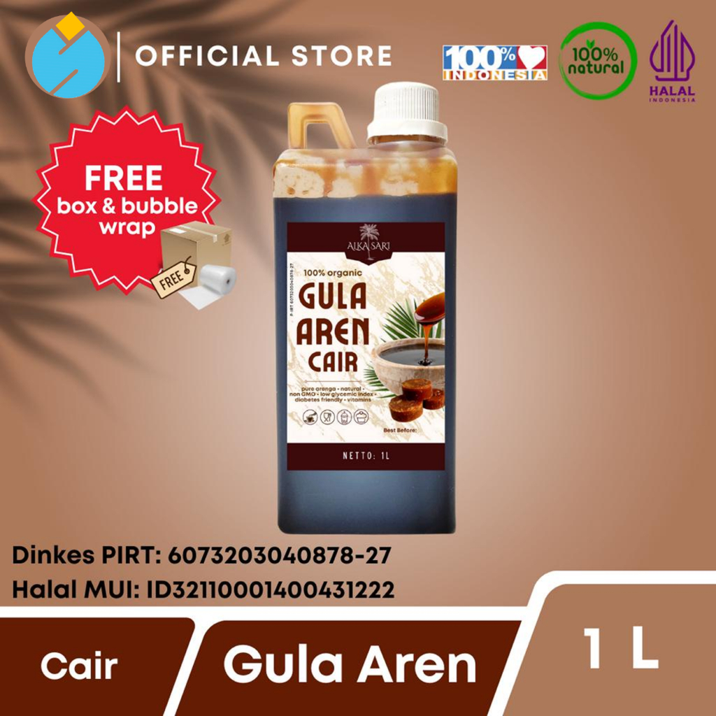 Jual Gula Aren Cair / Syrup Palm Sugar Organik Alka Sari 1 Liter ...