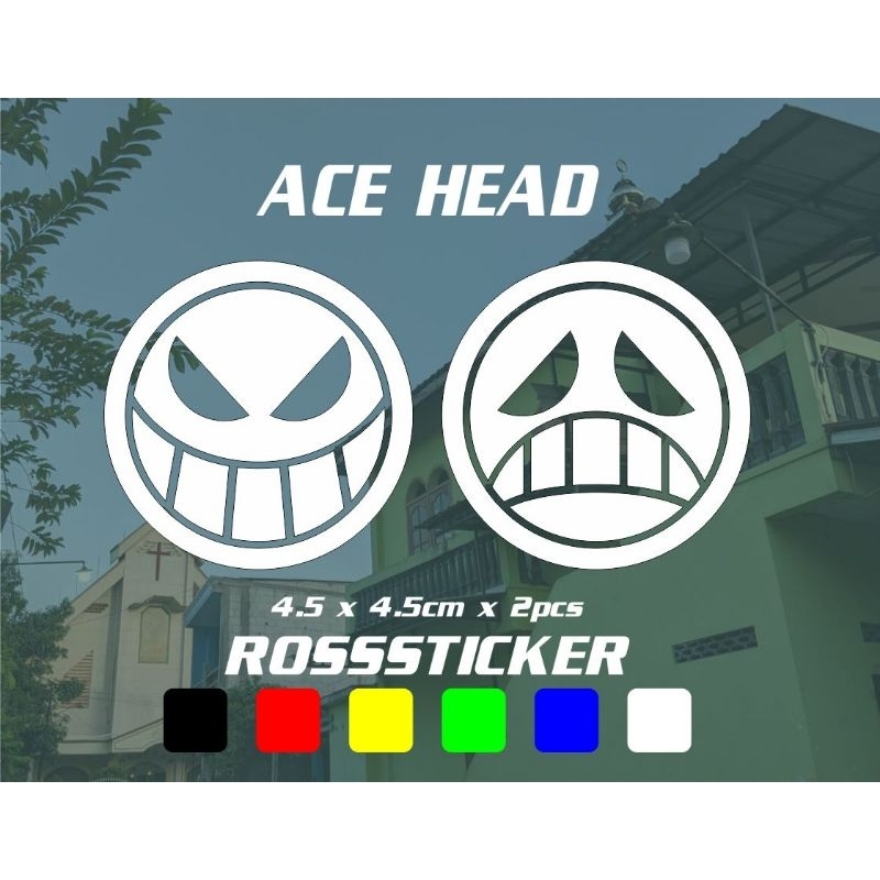 Jual cutting sticker logo anime ace head logo onepiece terbaru isi 2pcs ...