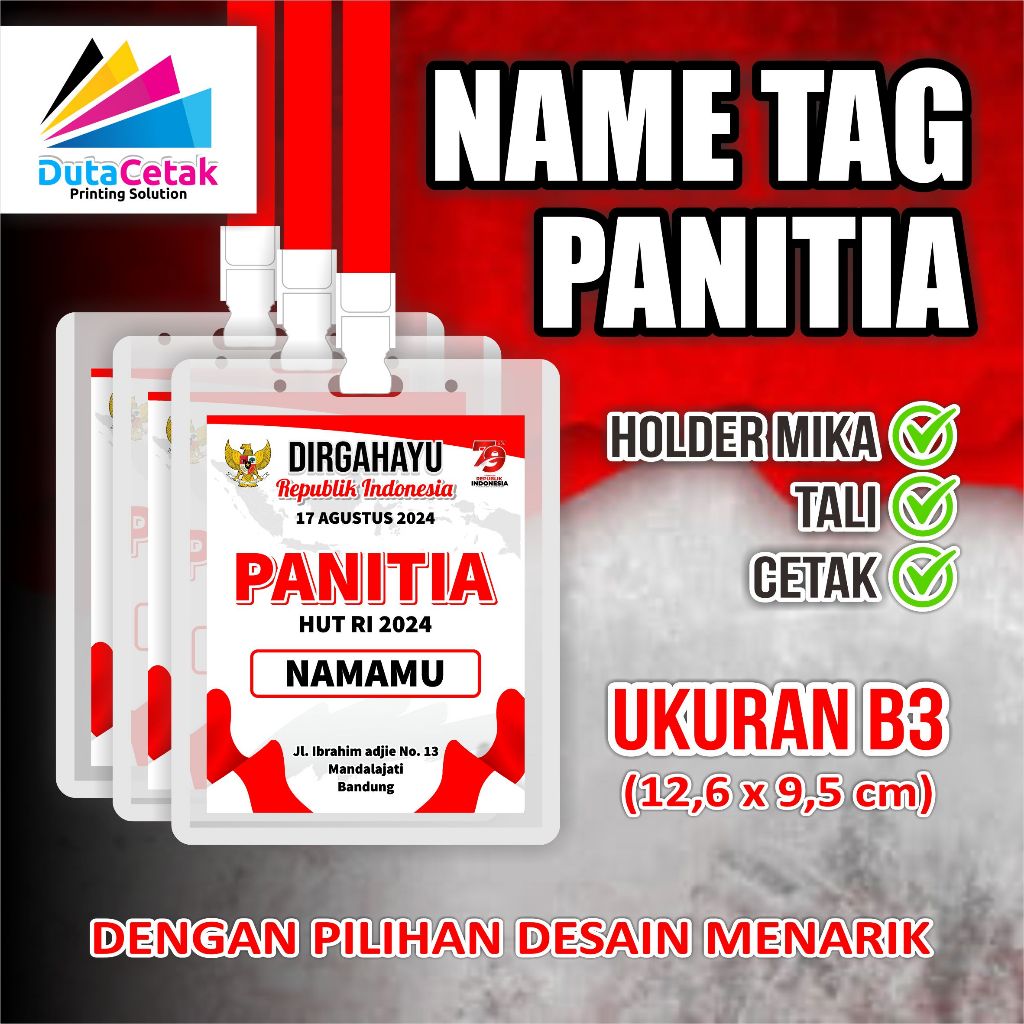 Jual Name Tag PANITIA HUT RI | Name Tag Panitia 17 Agustus atau Event ...