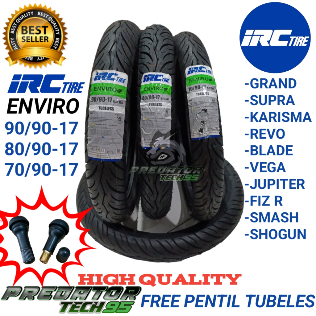 Jual BAN LUAR TUBELESS BEBEK IRC ENVIRO NR91 RING 17 90/90 80/80 70/90 ...