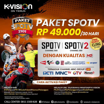 Jual Paket Kvision SPOTV MotoGP Badminton langsung aktif RCTI MNC TV GTV INEWS TV Trans TV Trans ...