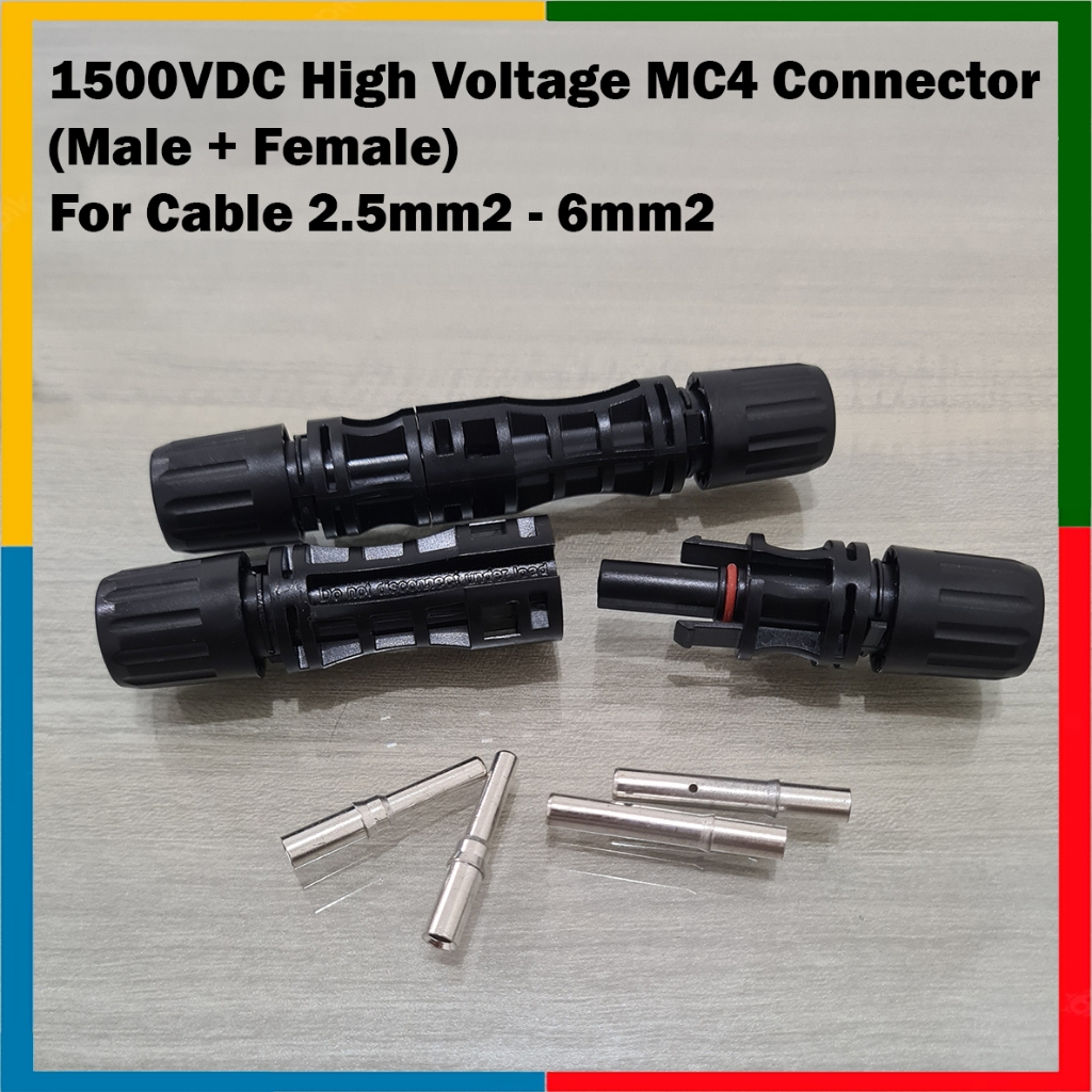 Jual 1500VDC High Voltage MC4 Connector (Male + Female) Solid Pins ...