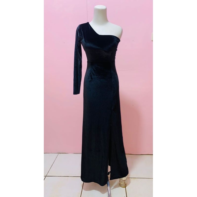 Jual PRELOVE Gaun penyanyi hitam (tangan sebelah) | Shopee Indonesia