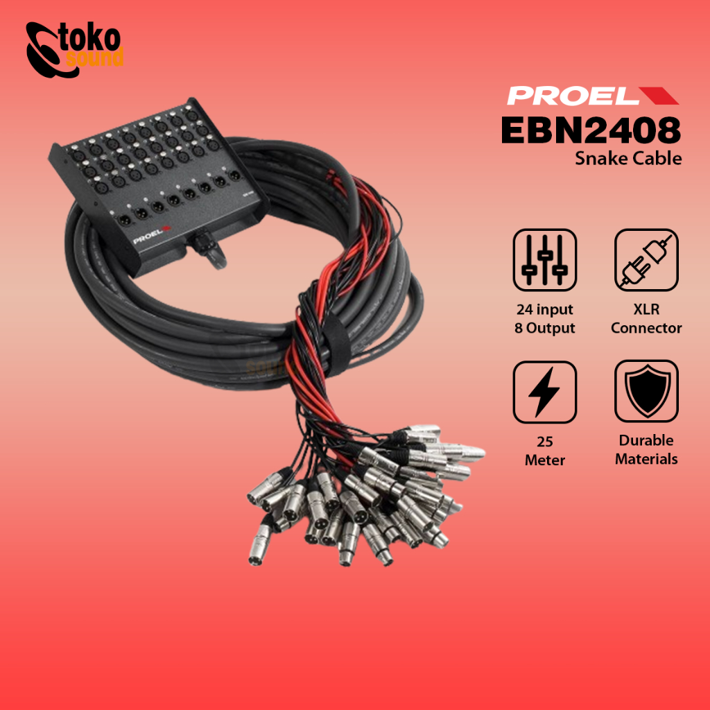 Jual PROEL EBN2408 - Snake Cable 25 Meter with 32-channel Stage Box ...