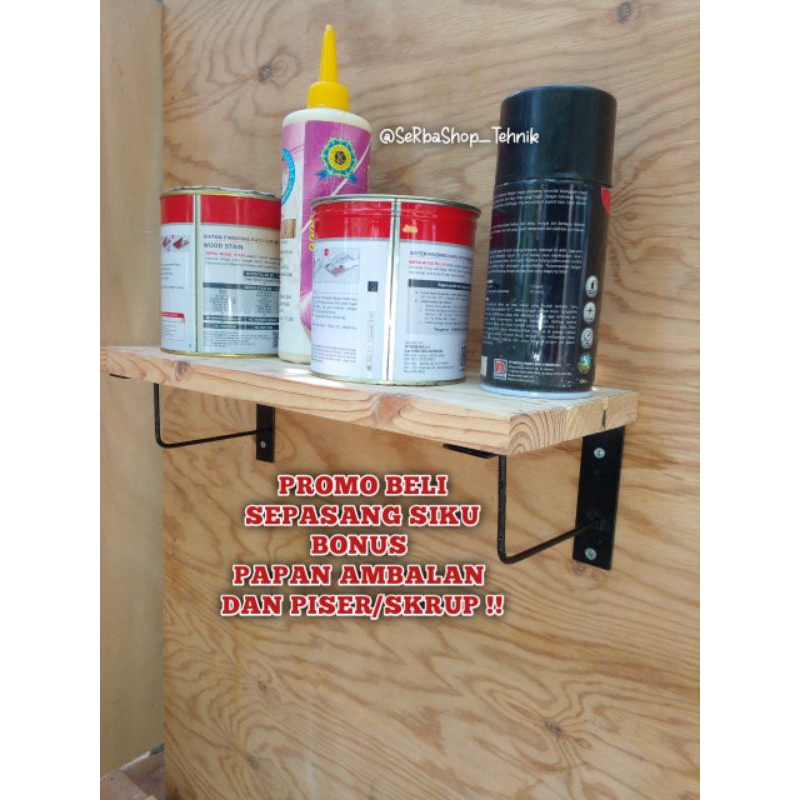 Jual Siku Besi Ambalan Bonus Papan dan Piser/Skrup | Shopee Indonesia