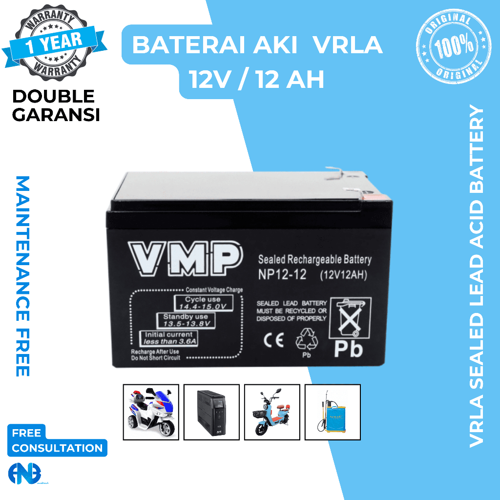 Jual Aki Baterai UPS 12V 12AH 12 AH VMP Baterai Aki Kering VRLA UPS APC ...