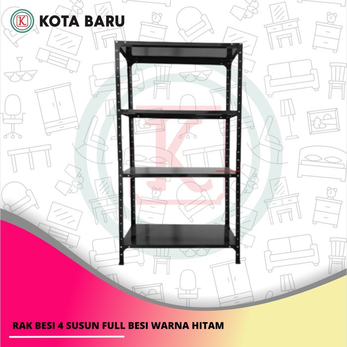 Jual RAK BESI 4 SUSUN FULL BESI WARNA HITAM | Shopee Indonesia