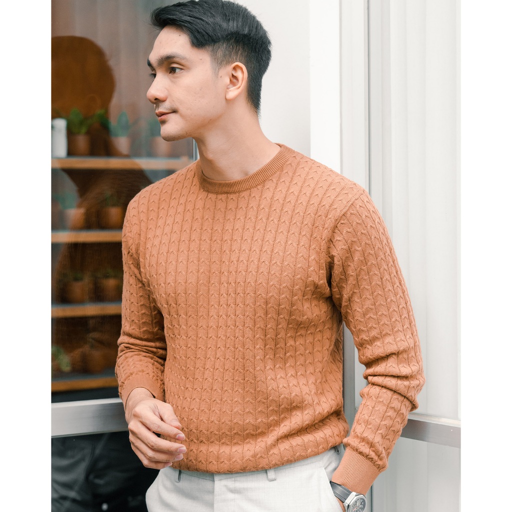 Jual Gomuda Sweater Rajut Pria Crewneck Einkorn - Brown Sugar | Shopee ...