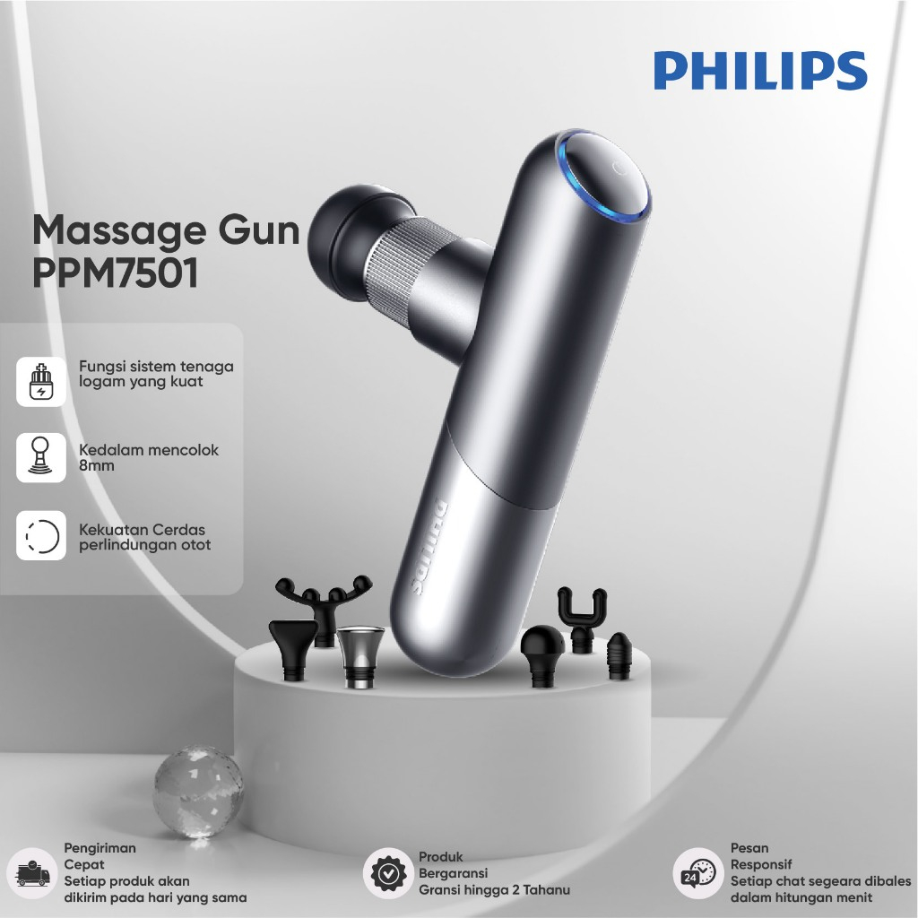 Jual Philips Massage Gun PPM7501 mini Alat Pijat getar elektrik membran ...