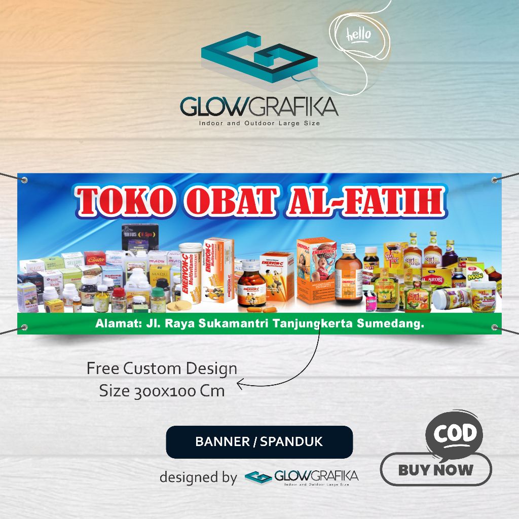Jual Cetak Spanduk Banner Toko Obat Custom Nama | Shopee Indonesia
