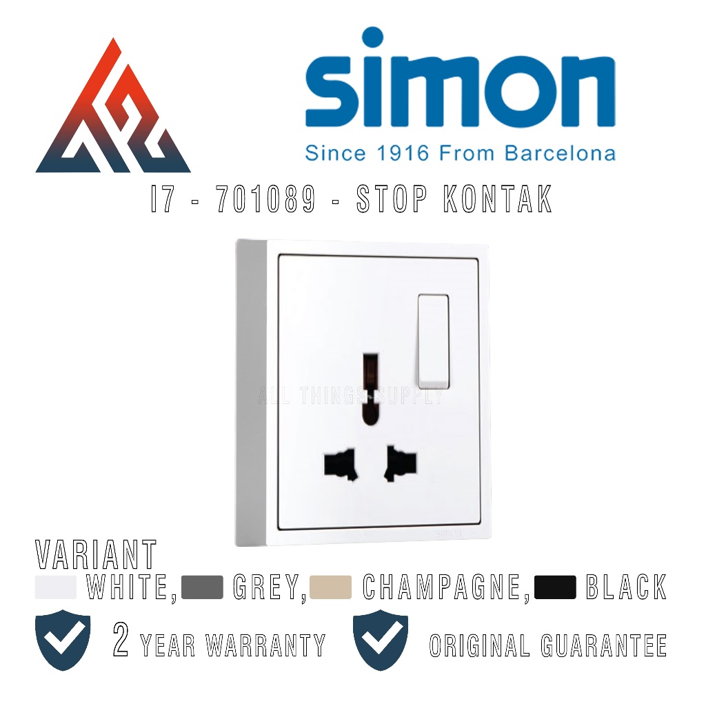 Jual Simon I7 Stop Kontak Universal Socket 13A Saklar - 701089 | Shopee ...