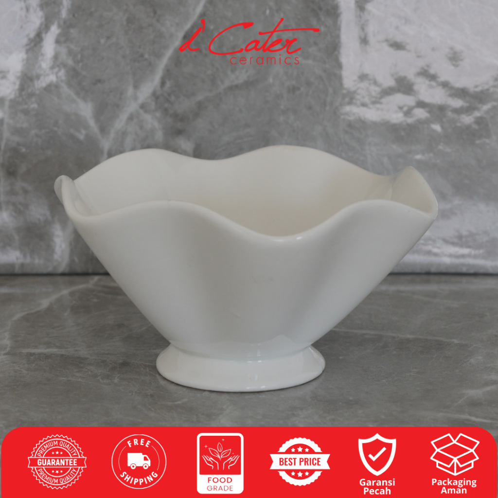 Jual Piring Saji Keramik K169 Diameter 13,5 cm Tinggi 7,6 cm Wadah Ice ...