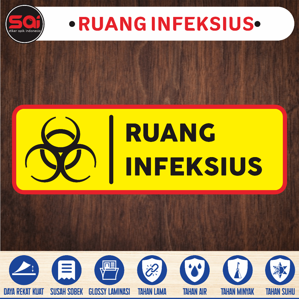 Jual stiker vinyl anti air RUANG INFEKSIUS laminasi glossy | Shopee ...
