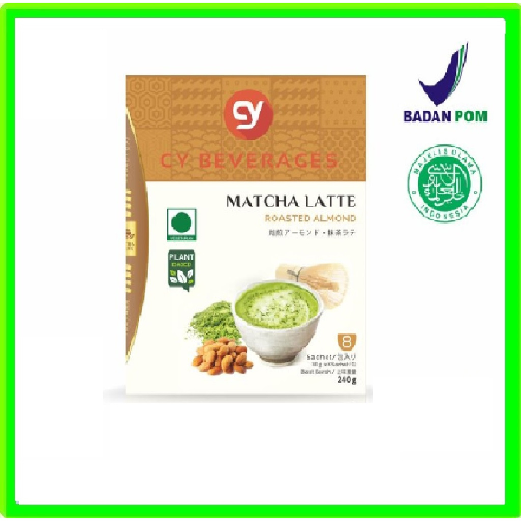 Jual CY Plant Based Matcha latte Roasted ALMOND 240gr Sarapan 8sct ...