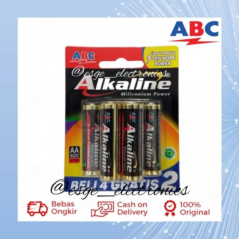 Jual ORIGINAL BATERAI ABC ALKALINE AA A2 6PCS BATRE BATTERY ABC ...
