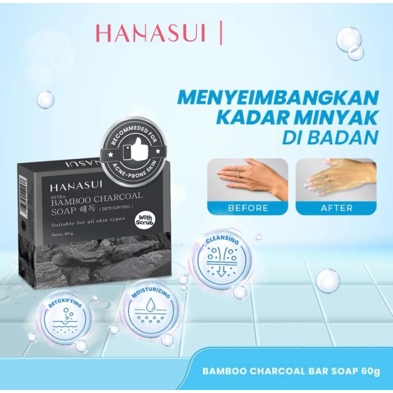 Jual Hanasui Bamboo Charcoal Soap with scrub 60gr / Hanasui Sabun Arang ...