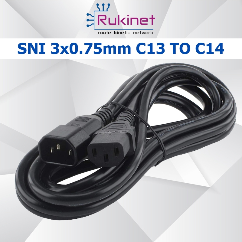 Jual Kabel Power Extension SNI 3x0.75mm C13 to C14 Male Female 1m 3m 5m ...
