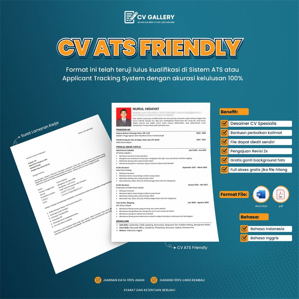 Jual CV ATS FRIENDLY & SURAT LAMARAN KERJA (INDONESIA DAN INGGRIS ...