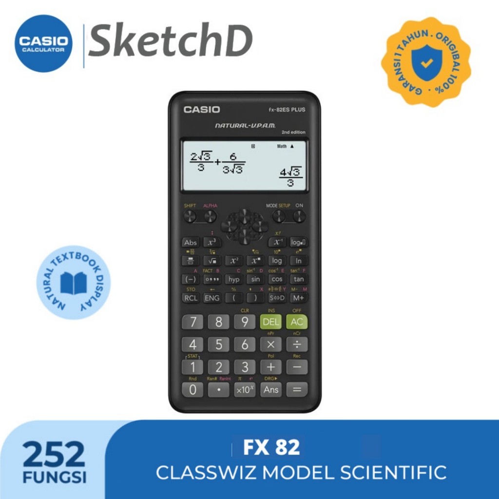 Jual Kalkulator Ilmiah Casio Layar Besar FX-82 ES Plus Scientific ...