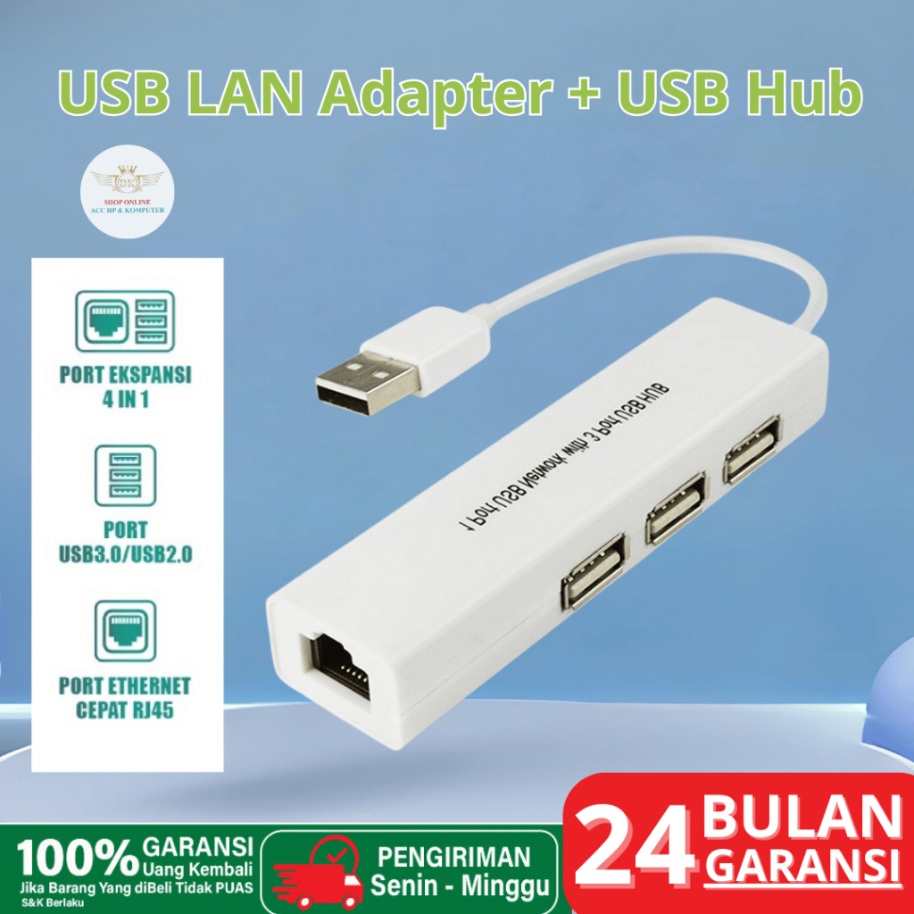 Jual Adapter Cable USB to LAN RJ45 Fast Ethernet Converter with 3 USB ...