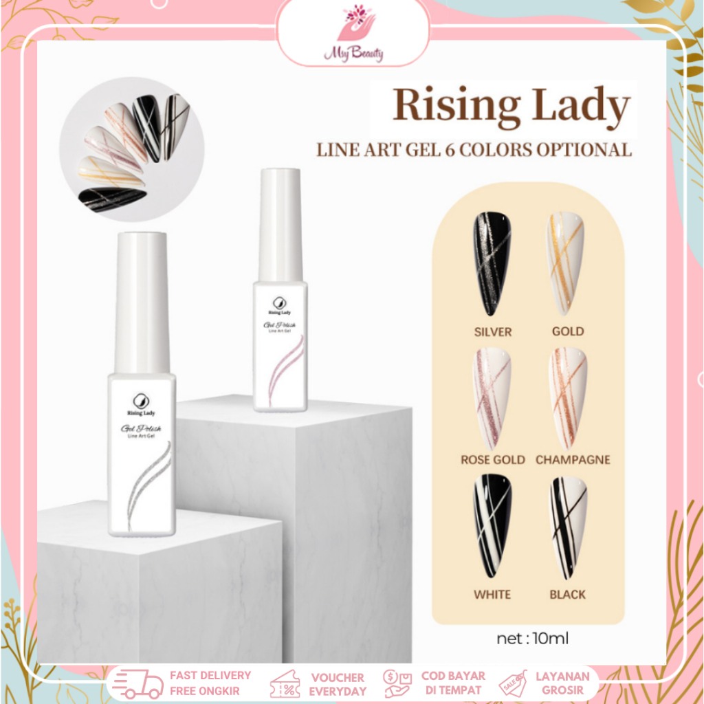 Jual MSY Rising Lady Line Gel Metal Nail Art 10ml/Kutek Line Gel Shiny ...
