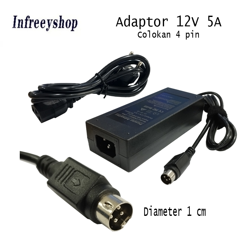Jual Adaptor 12v 5a colokan 4 pin adaptor baut DVR hikvision | Shopee ...