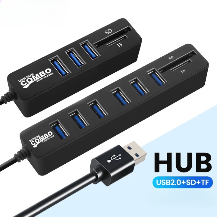 Jual USB Hub 3 6 Lubang Port Dengan Card Reader Micro SD TF Card ...