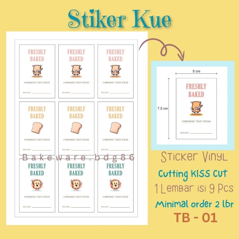 Jual STIKER ROTI TAWAR 7,5 X 5 CM / STIKER TOAST BREAD | Shopee Indonesia