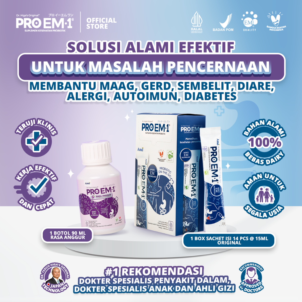 Jual Probiotik PROEM1 1 Botol Rasa Anggur dan 1 Sachet 14 Original ...