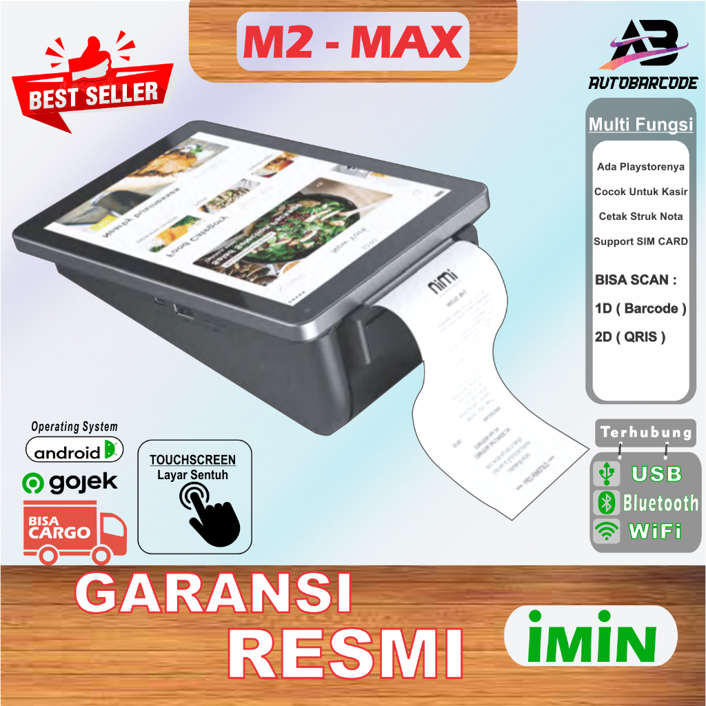 Jual Mesin Kasir Android iMin M2 Max Support Sim Card Cafe Resto Minimarket All In One Core1.8 ...