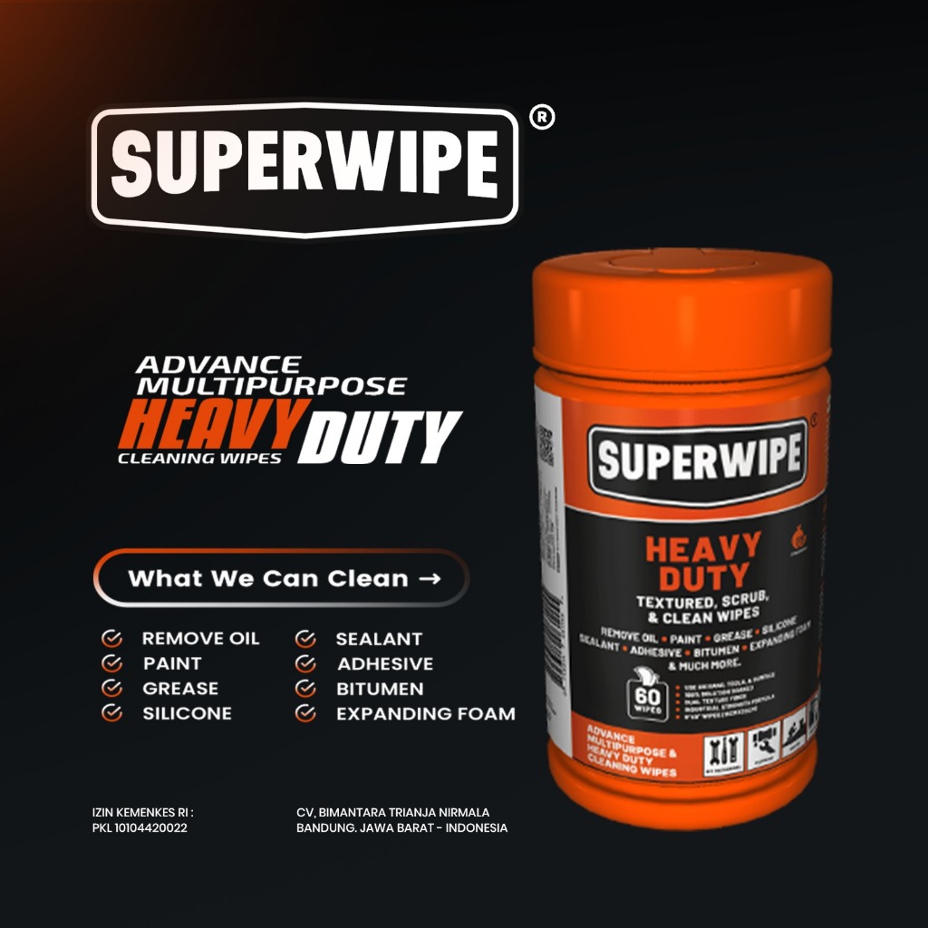 Jual SUPERWIPE Heavy Duty Textured, Scrub & Clean Wipes 60`s. Remove ...