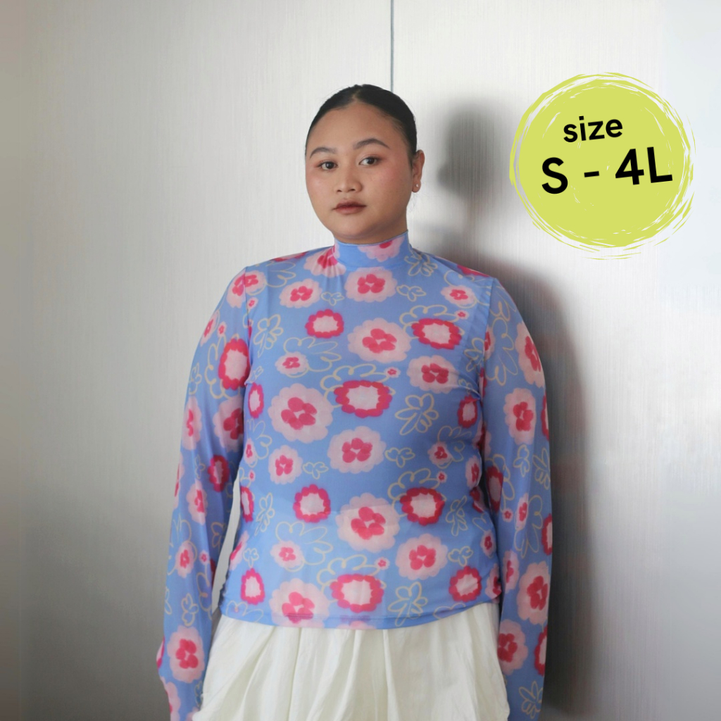 Jual House of KYNY - Ethereal Skyeflower Mesh Top | Atasan Wanita Print ...
