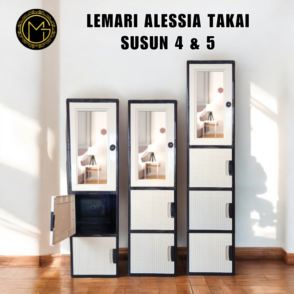 Jual LEMARI MINI ALESSIA TAKAI PUTIH KACA SUSUN 4 & 5 / LEMARI / LOKER ...
