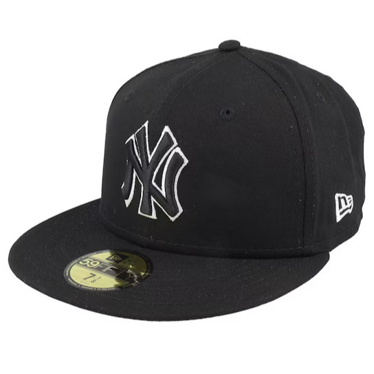 Jual Topi Fitted NY New York Yankees Black List White Bordir Build Up ...