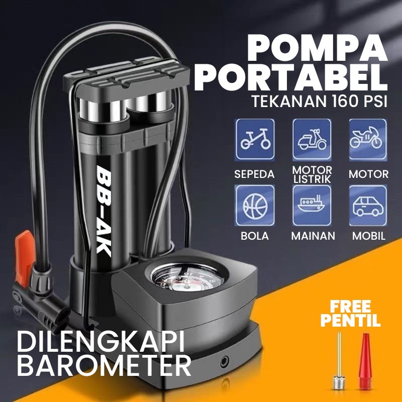 Jual BBAK Pompa Angin Injak Portable Darurat Foot Pump 160 PSI Kompa Angin Manual Kaki Injek Ban ...