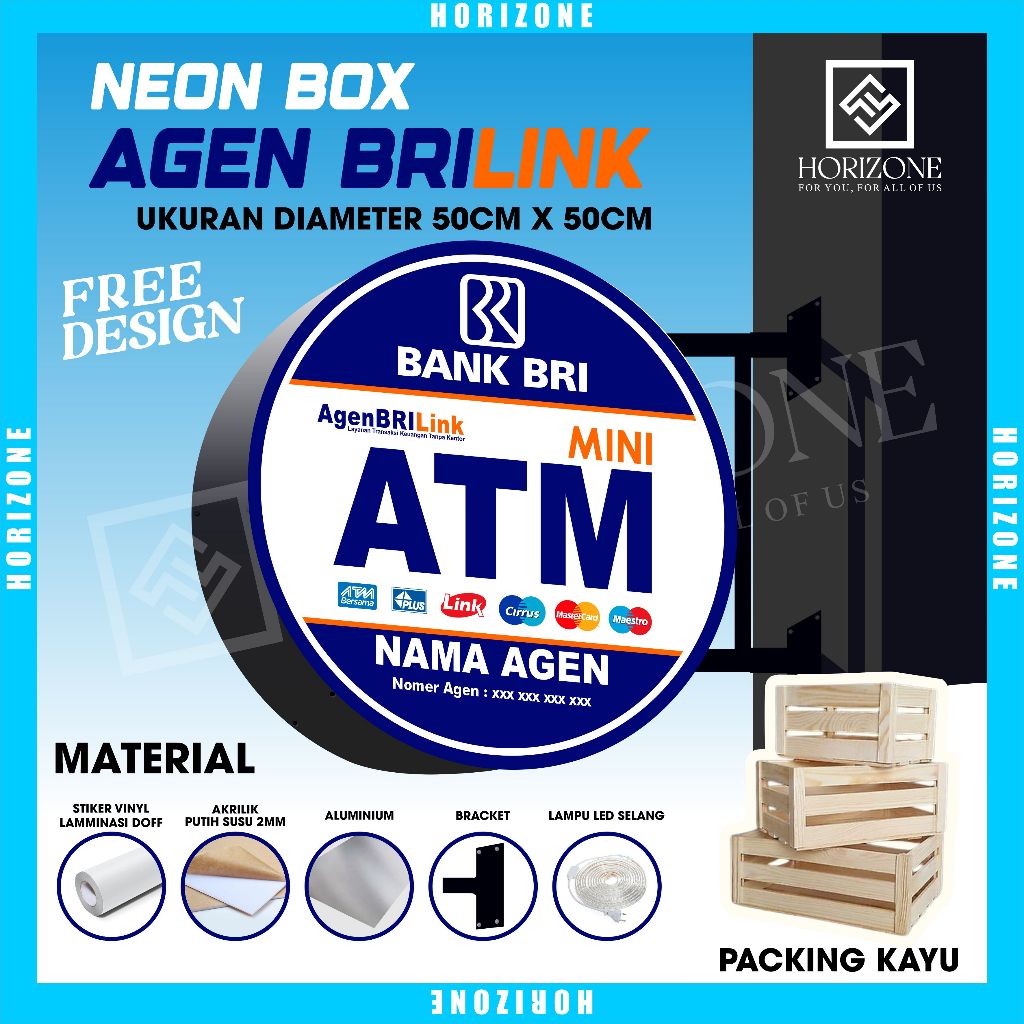 Jual NEON BOX AGEN BRILINK BULAT 2 SISI UKURAN DIAMETER 50cm x 50cm ...