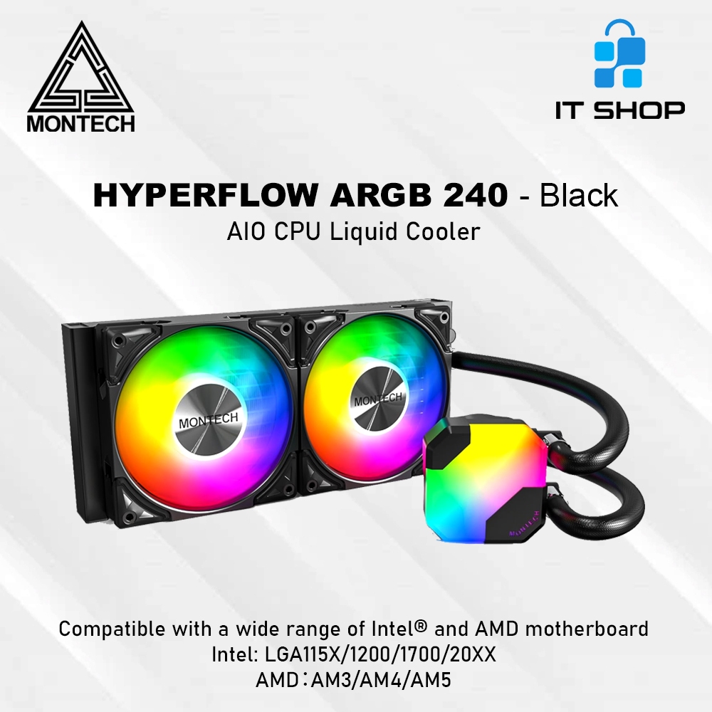 Jual Montech HyperFlow ARGB 240 Liquid CPU Cooler - Black | Shopee Indonesia