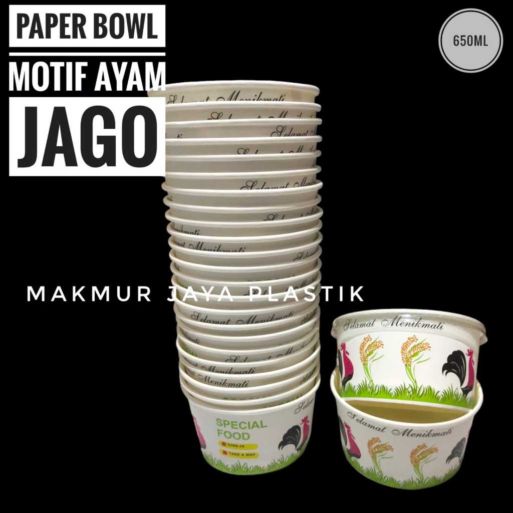 Jual PAPER BOWL 650 ML MOTIF AYAM JAGO SUDAH TERMASUK TUTUP | Shopee ...