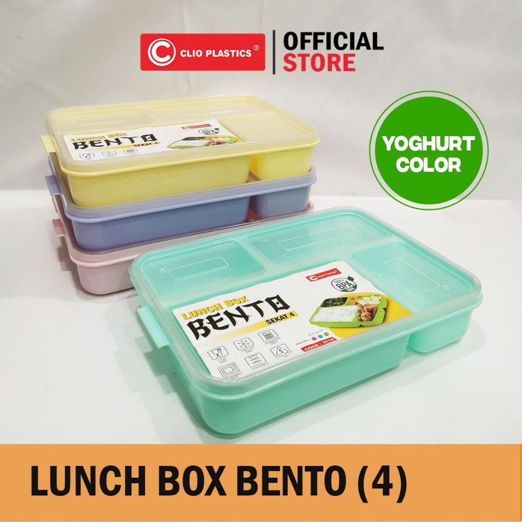 Jual Rantang Catering Bento Sekat 4 Clio / Lunch Box Tempat Kotak Segi Makan Anak | Shopee Indonesia