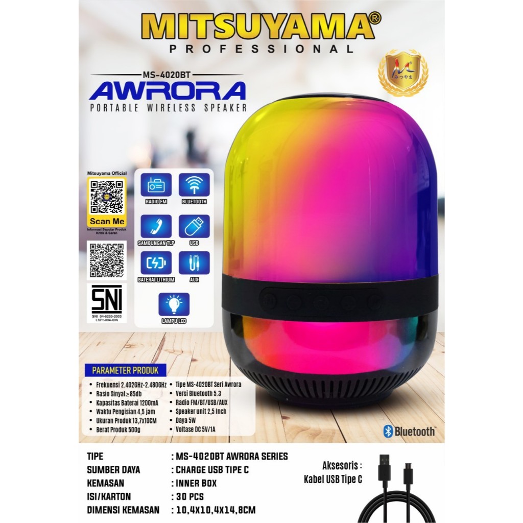 Jual Speaker Portable Wireless Profesional AWRORA Mitsuyama MS-4020BT ...