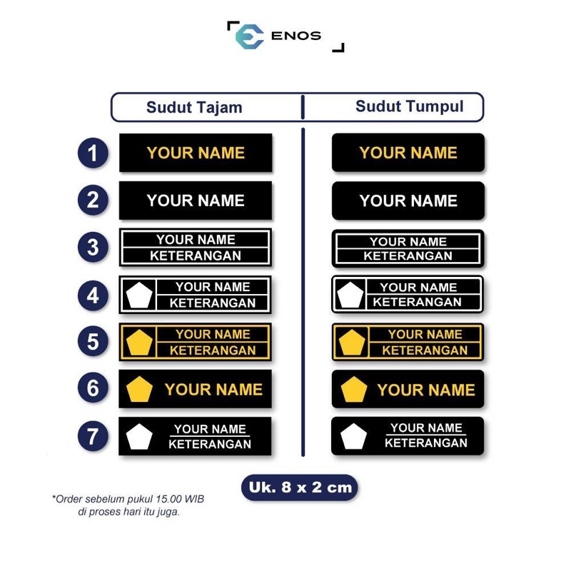 Jual LABEL NAMA DADA BAHAN AKRILIC CUSTOM NAMA DAN LOGO | Shopee Indonesia